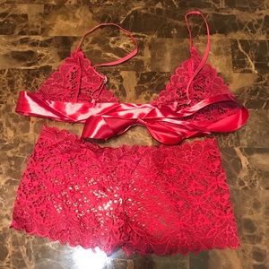 Intimates & Sleepwear | Now In Stock Red Lace Ribbon Tie Lingerie ...